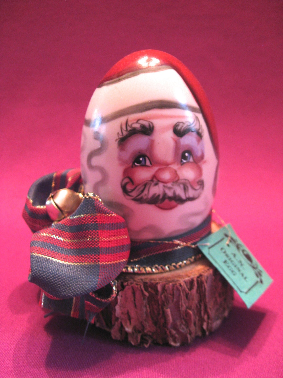 Small Hand Painted Santa Egg on Log -- Allyson Nagel - A.N. Original ...