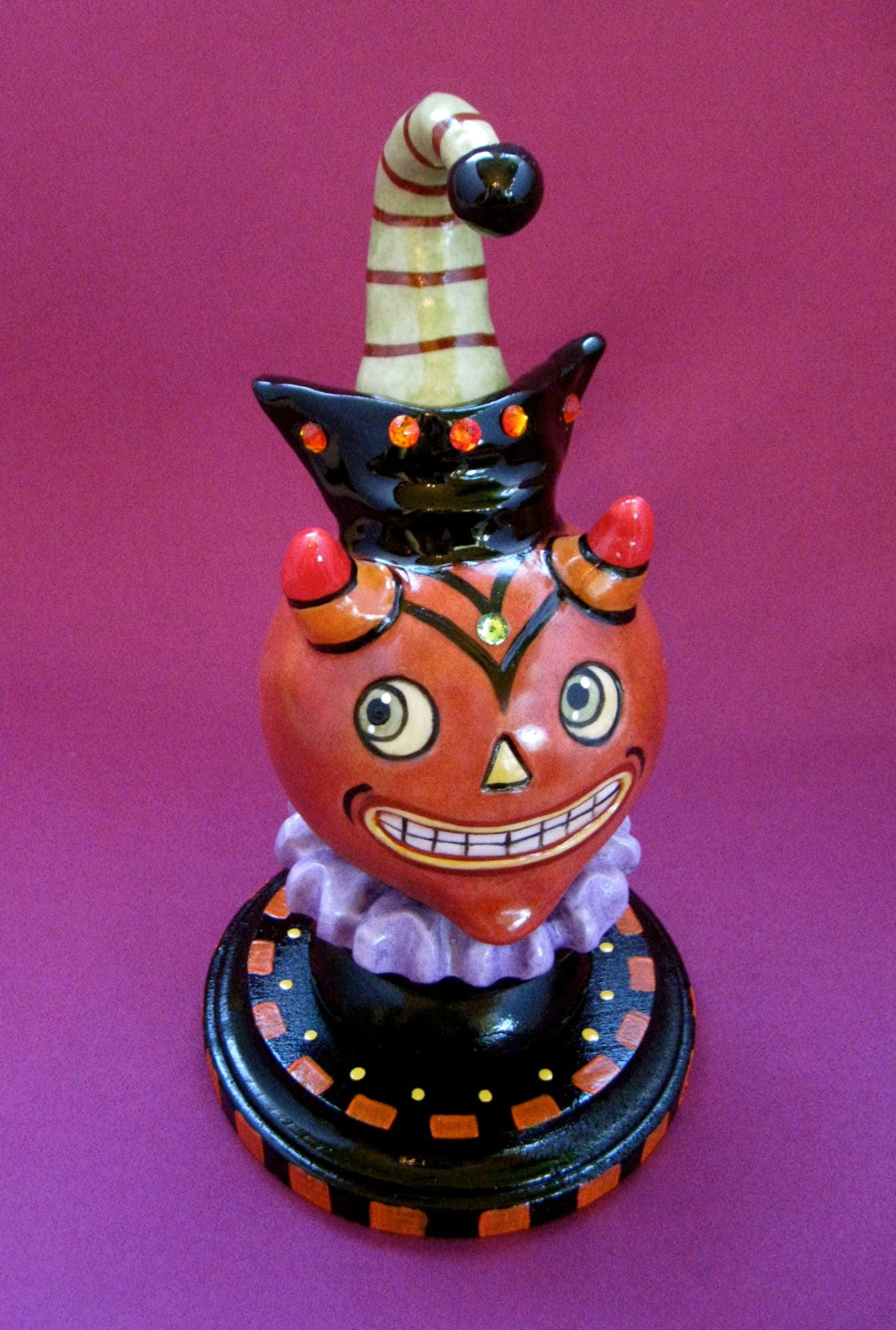 Halloween Devil Pumpkin Season Grinning Spooky Whimsical | Etsy