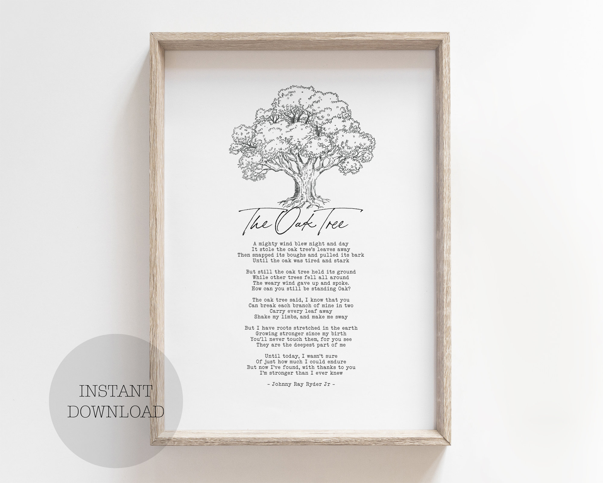 Printable The Oak Tree Poem by Johnny Ray Ryder Jr Digital | Etsy