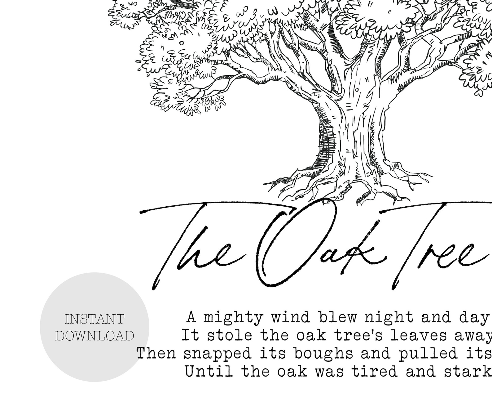 Printable The Oak Tree Poem by Johnny Ray Ryder Jr Digital | Etsy