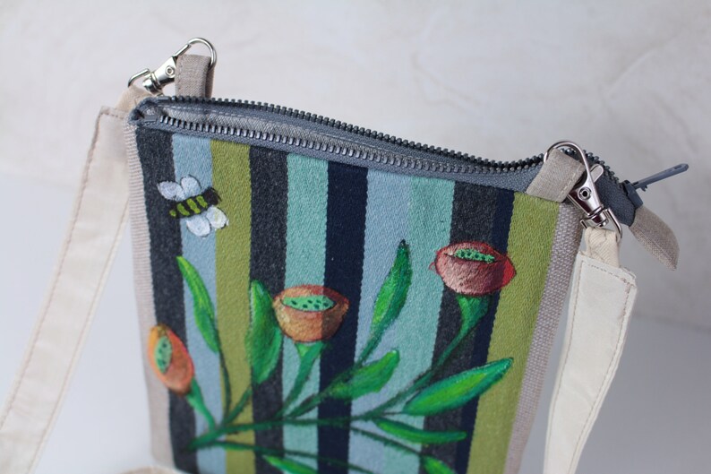 Crossbody Purse Small Flat Bag Flowers Lover Fabric - Etsy
