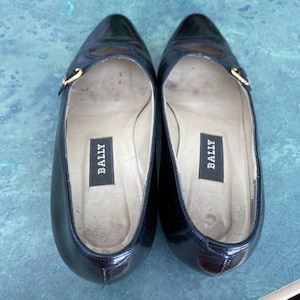 Vintage Bally Magnolia Shoes, Black Italian Leather Low Heel Pumps, US ...