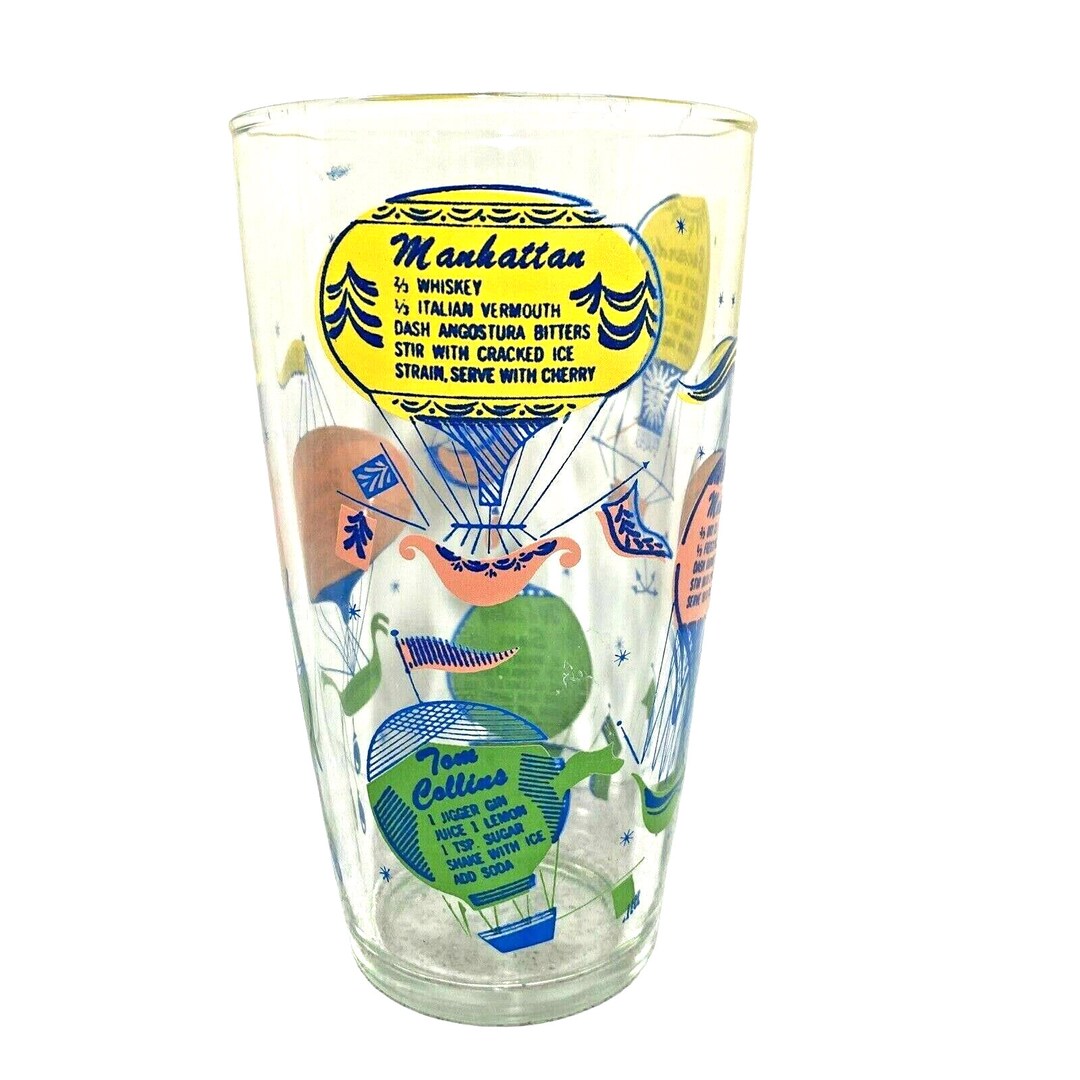 Vintage Cocktail Shaker Glass, Novelty Barware With Drinks Recipes ...