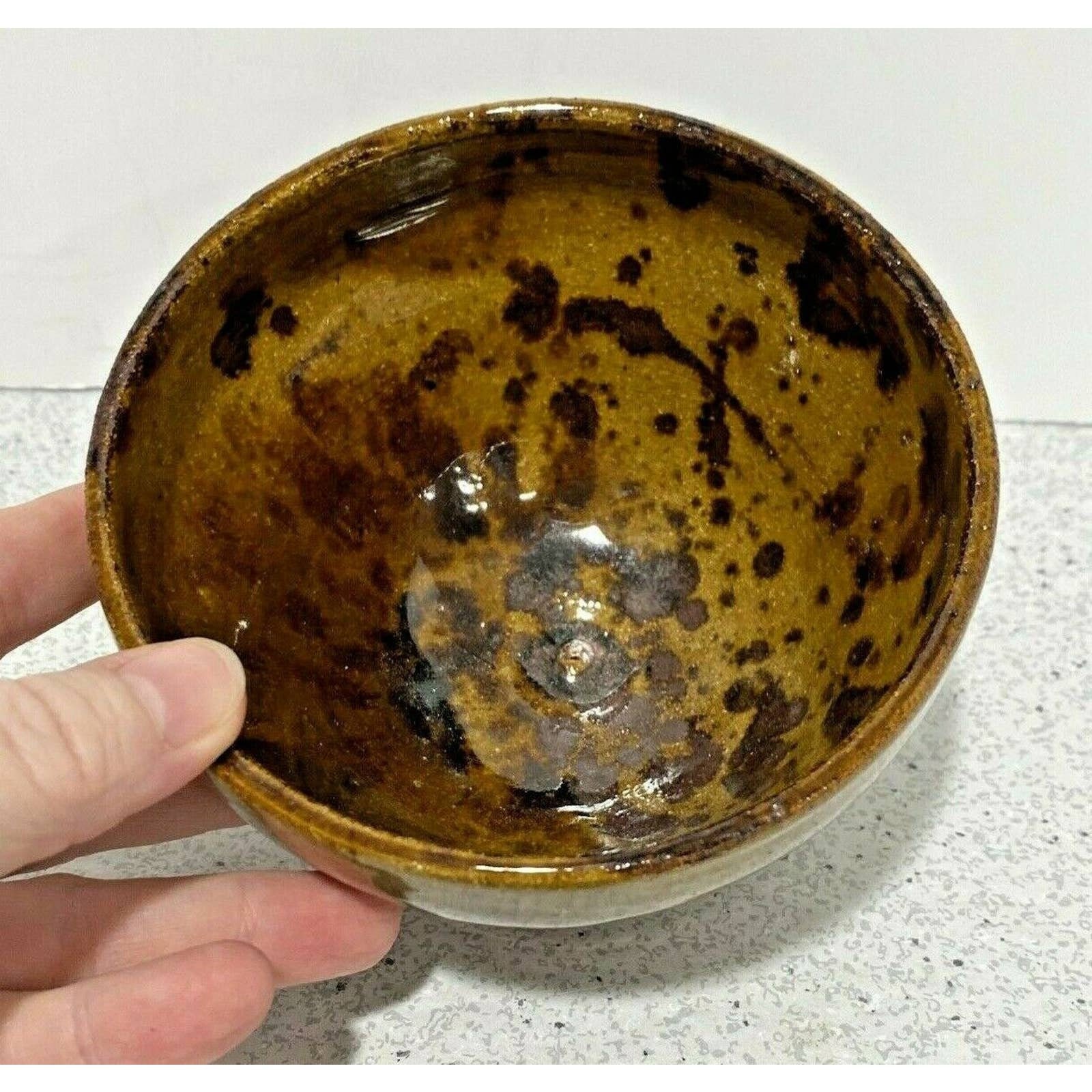 Vintage Pottery Bowl Studio Pottery Dark Brown Splatter Ware | Etsy