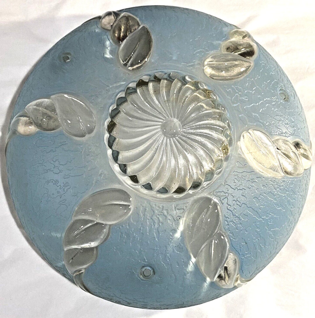 Vintage Glass Ceiling Light Shade, Thick Textured Glass Lampshade, Blue ...