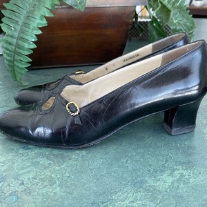 Vintage Bally Magnolia Shoes, Black Italian Leather Low Heel Pumps, US ...