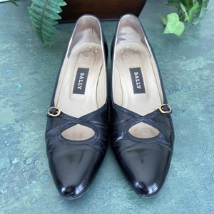Vintage Bally Magnolia Shoes, Black Italian Leather Low Heel Pumps, US ...