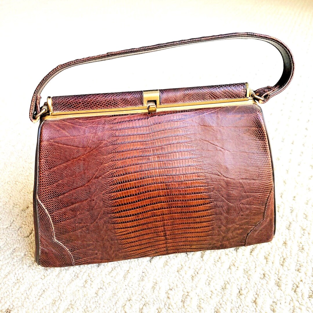 Vintage Lizard Snake Alligator Skin Purse, Mid Century Handbag in ...