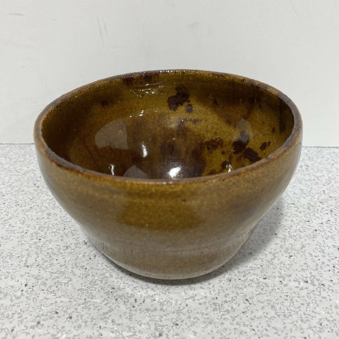 Vintage Pottery Bowl Studio Pottery Dark Brown Splatter Ware - Etsy