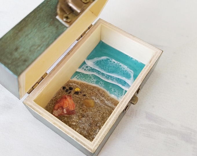 Sky Blue Sea Scenery in Resin| Coastal Scenery in A Wooden Box| Sea in ...