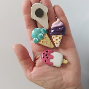 Ceramic Ice Cream Magnets - Summertime Fridge Decoration - Etsy