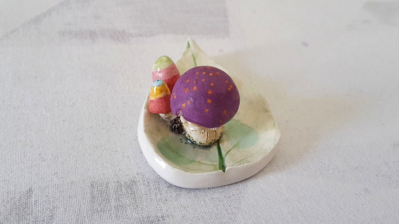 Ceramic Purple and Lollipop Mushrooms on Leaf Dish Mushroom - Etsy
