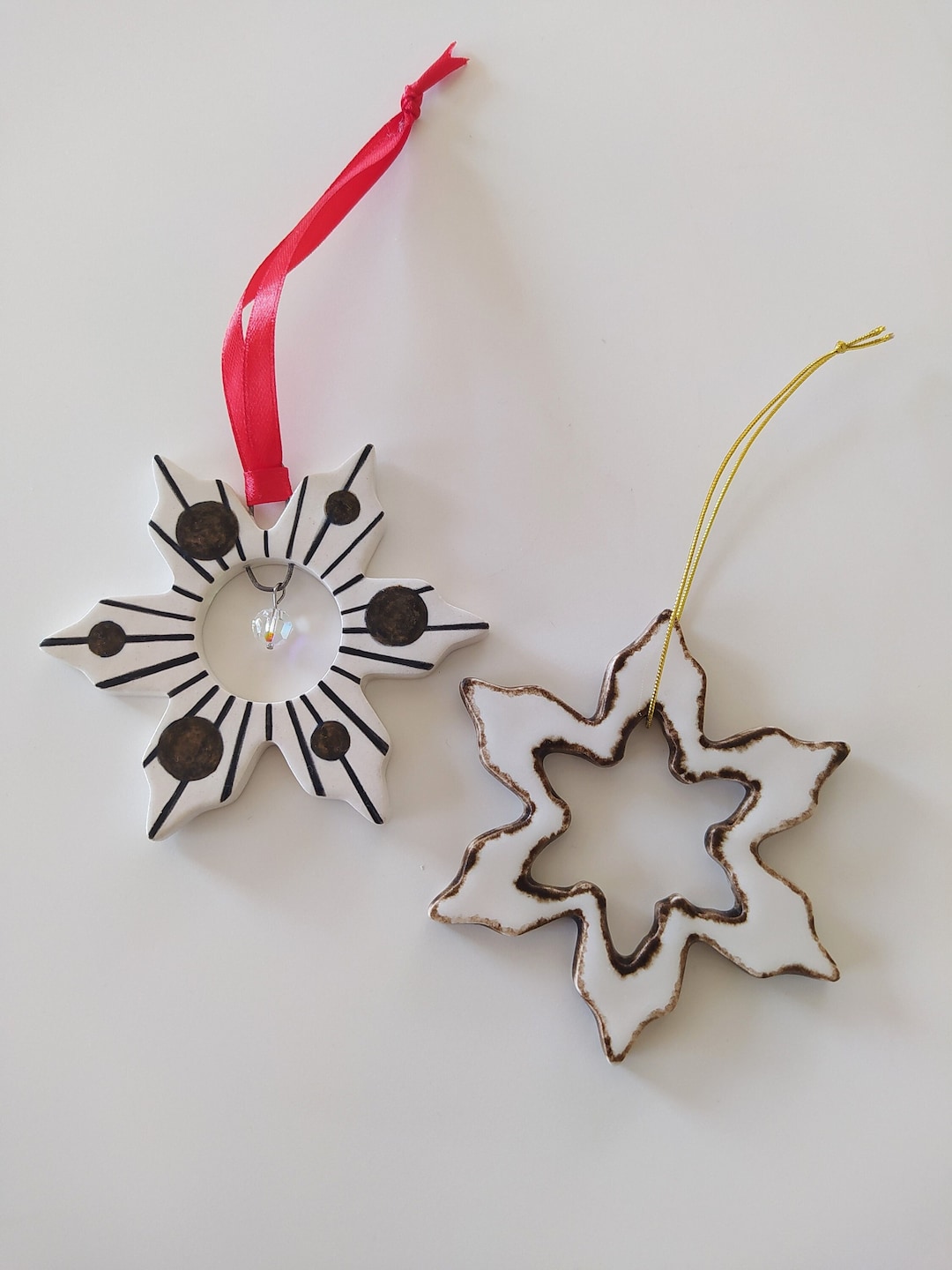 Ceramic Snowflakes and Mini Christmas Trees Ornaments Bronze - Etsy