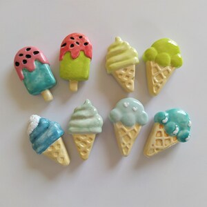 Ceramic Ice Cream Magnets - Summertime Fridge Decoration - Etsy