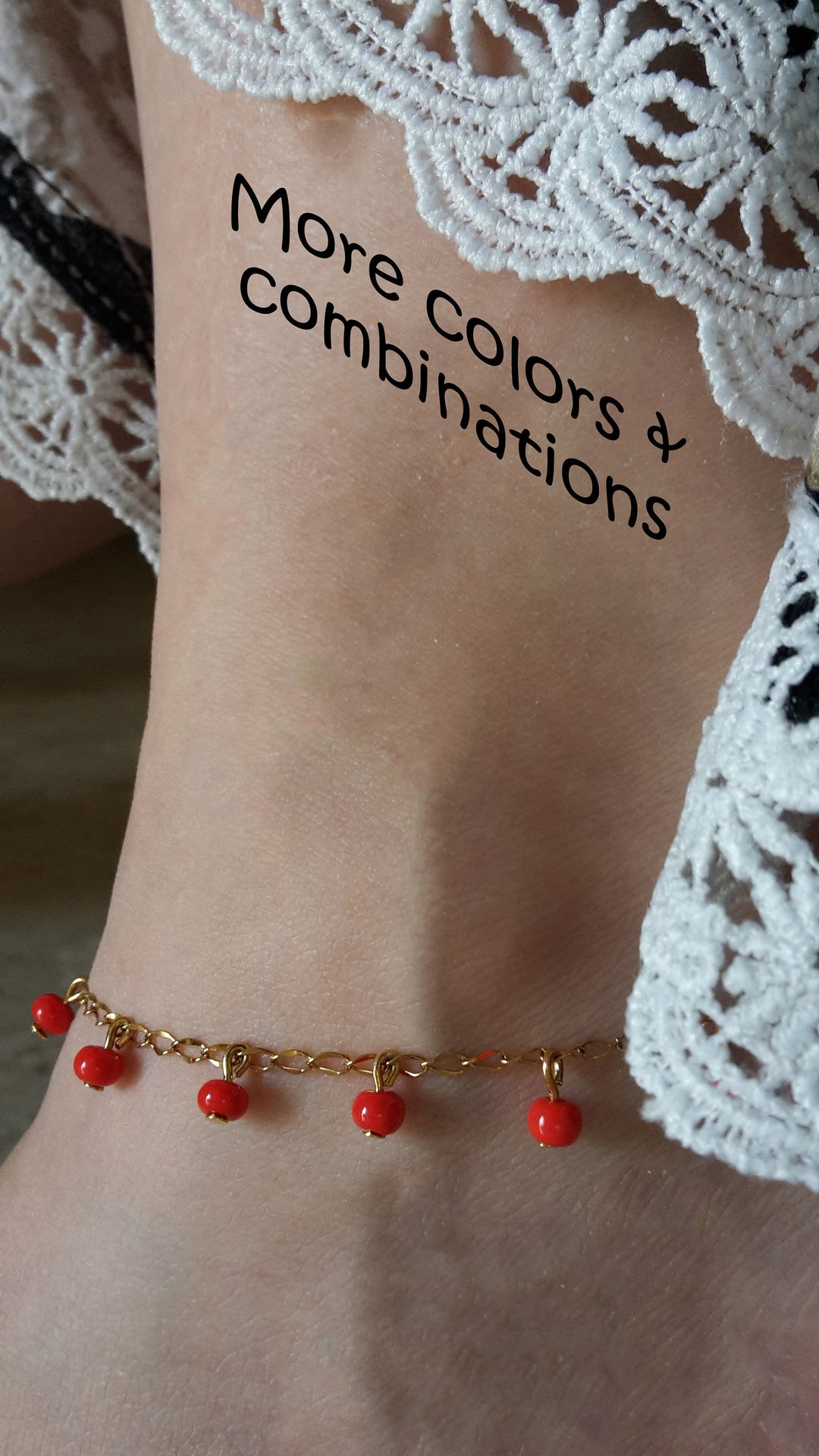 Anklet With Colorful Beads Dangle Beads Anklet Multicolor Stone Anklet ...