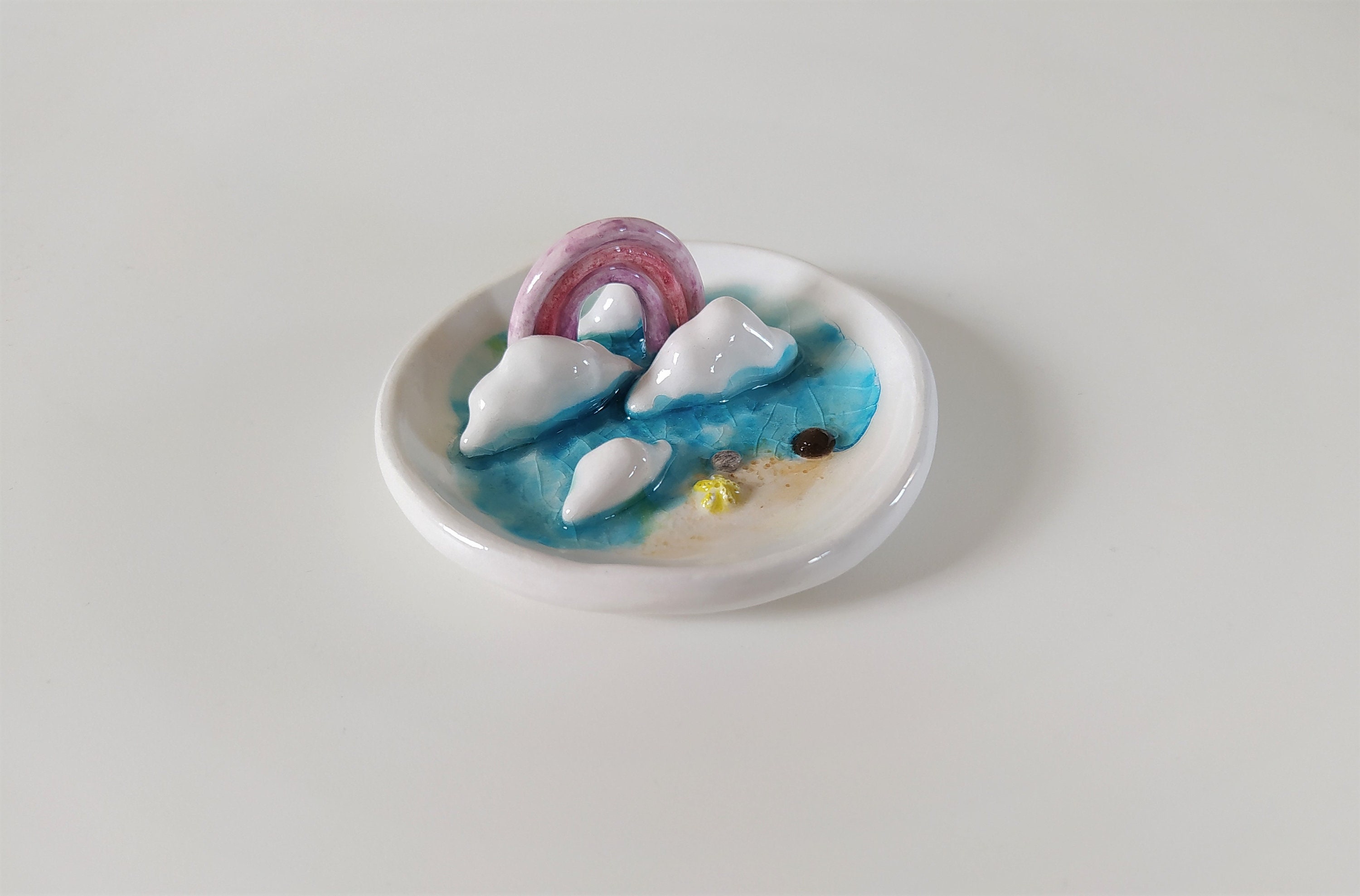 Ceramic Clouds and Rainbow in the Sea Blue Sea Dish Sky in - Etsy