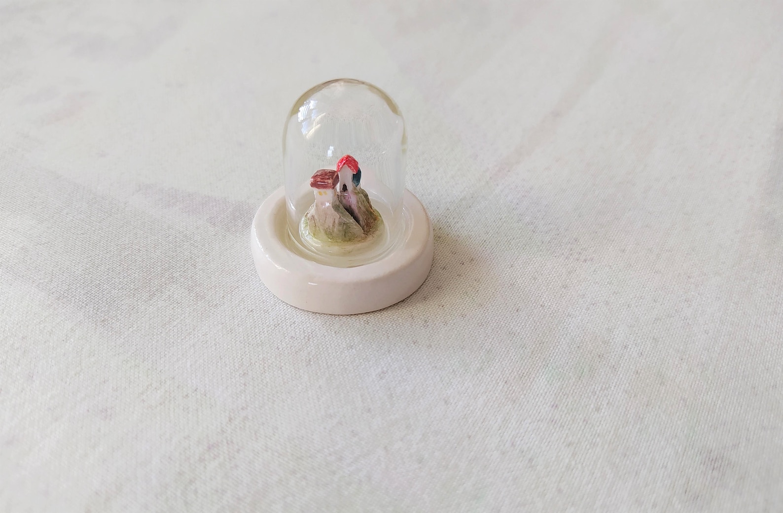 Ceramic Miniature Houses on Mountains Under Glass Dome | Etsy