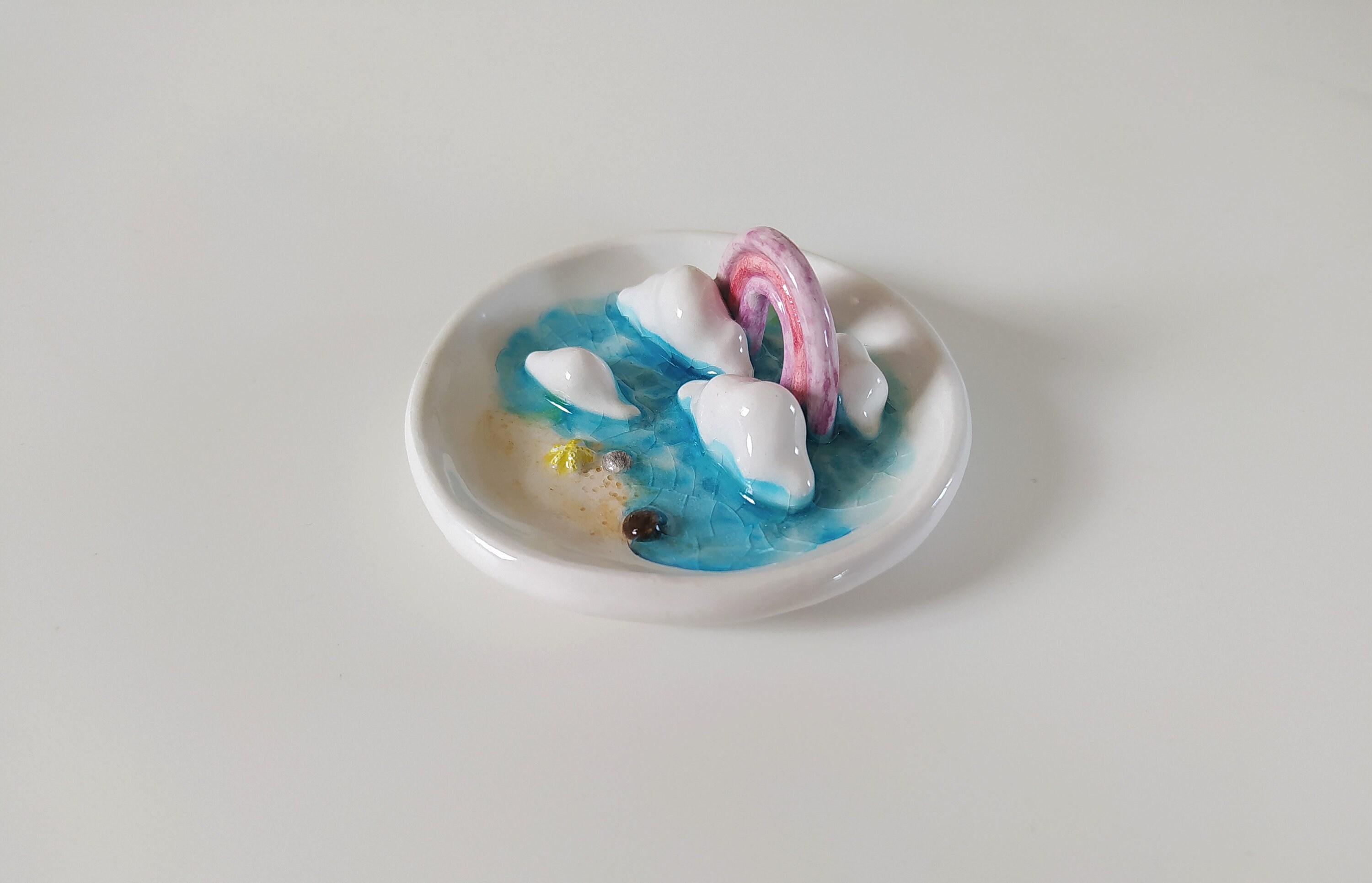 Ceramic Clouds and Rainbow in the Sea Blue Sea Dish Sky in - Etsy