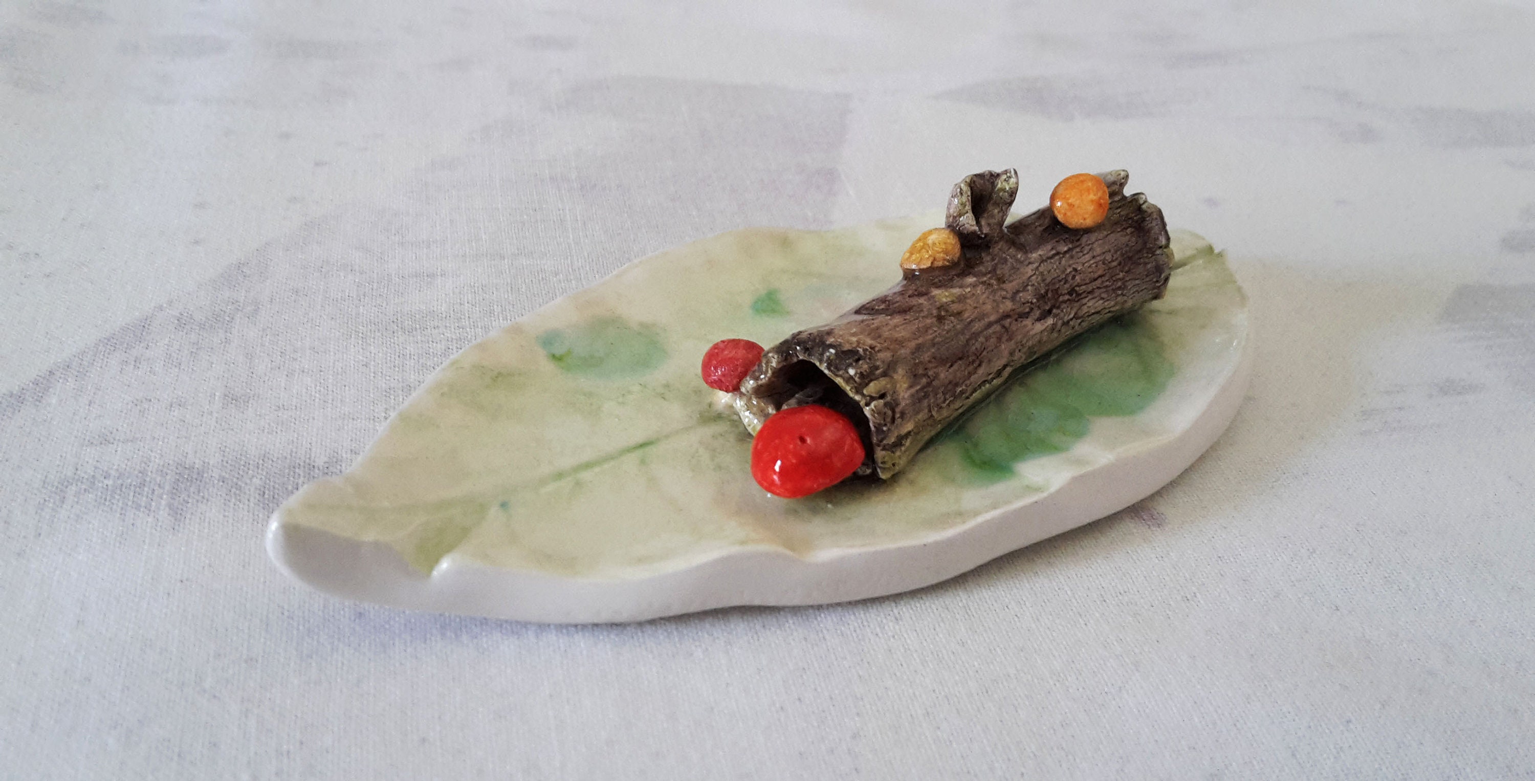 Ceramic Tree Branch With Mushrooms Leaf Dish Tree Trunk | Etsy