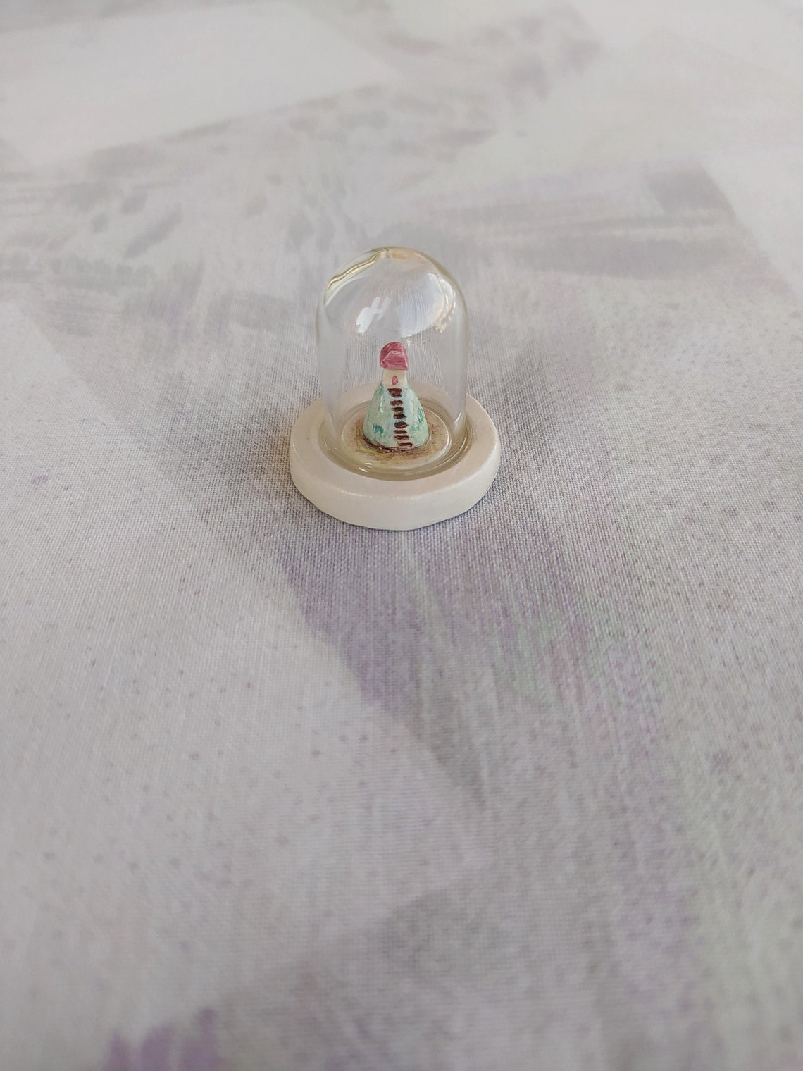 Ceramic Miniature House on the Hill Under Glass Dome | Etsy