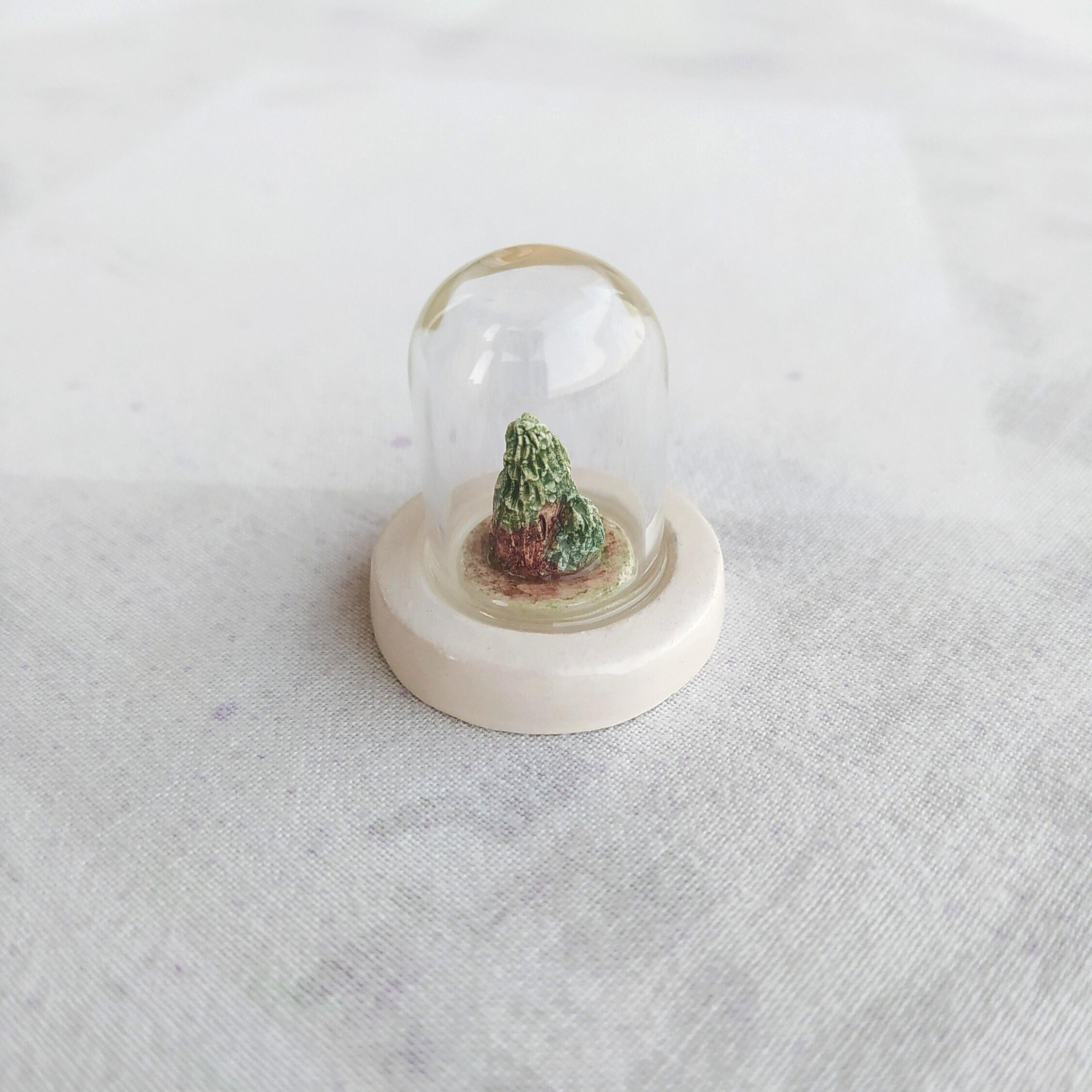 Ceramic Miniature Mountain With Trees Under Glass Dome| Miniature Home ...