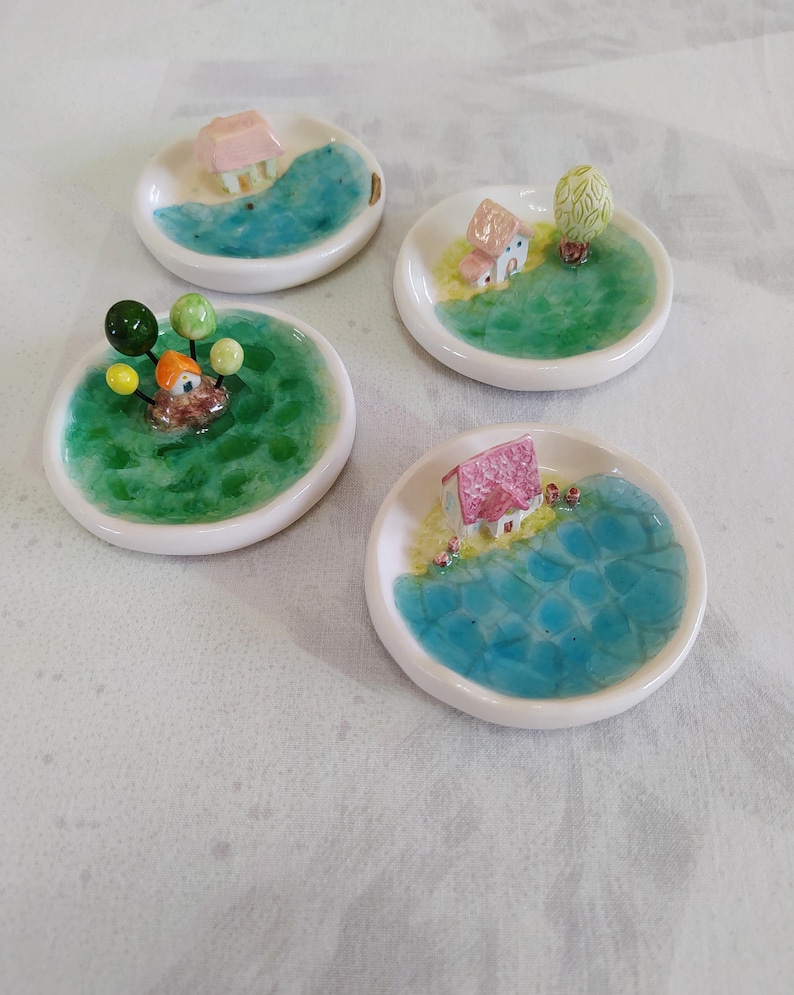 Ceramic House and Trees on the Hill in the Middle of A Lake - Etsy