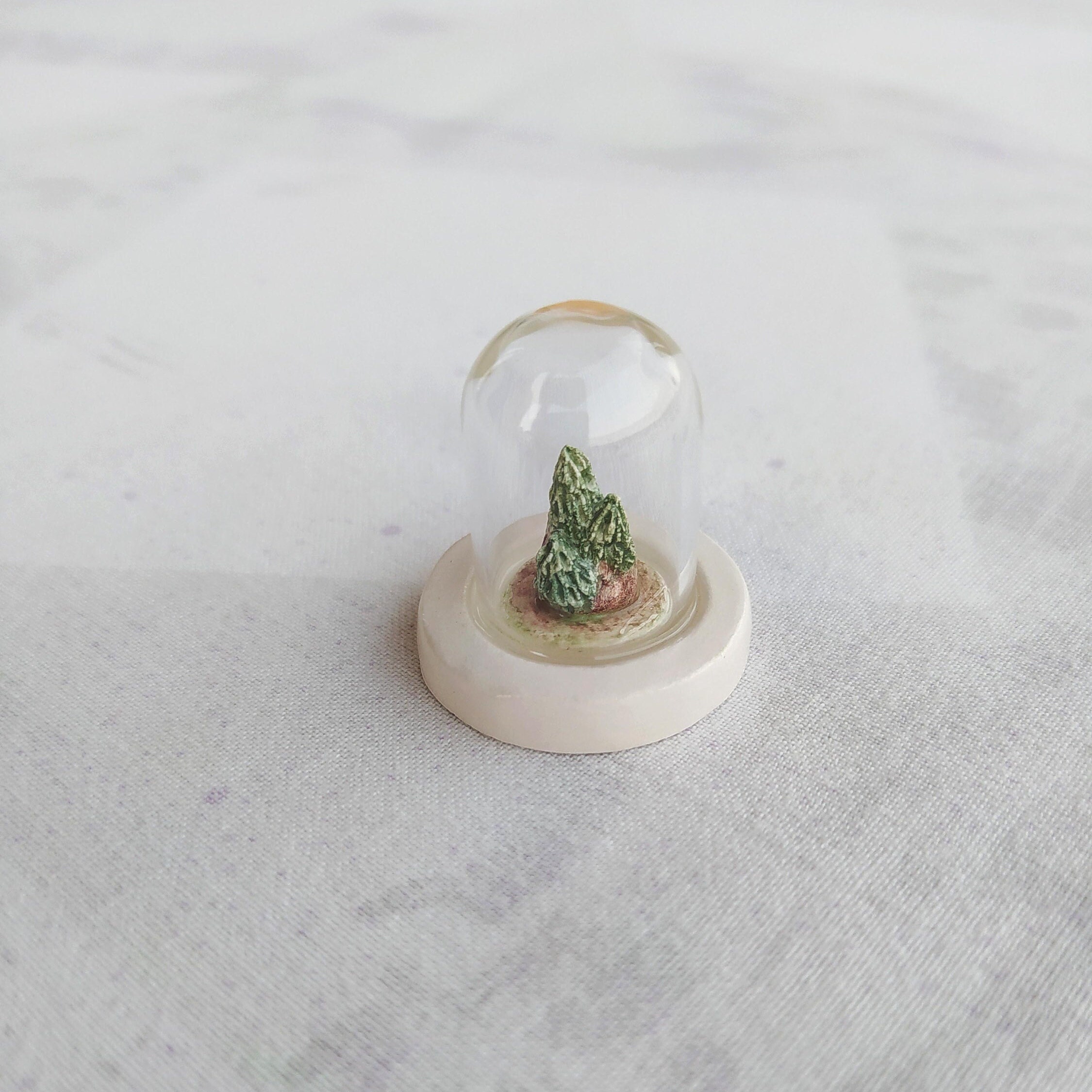 Ceramic Miniature Mountain With Trees Under Glass Dome| Miniature Home ...