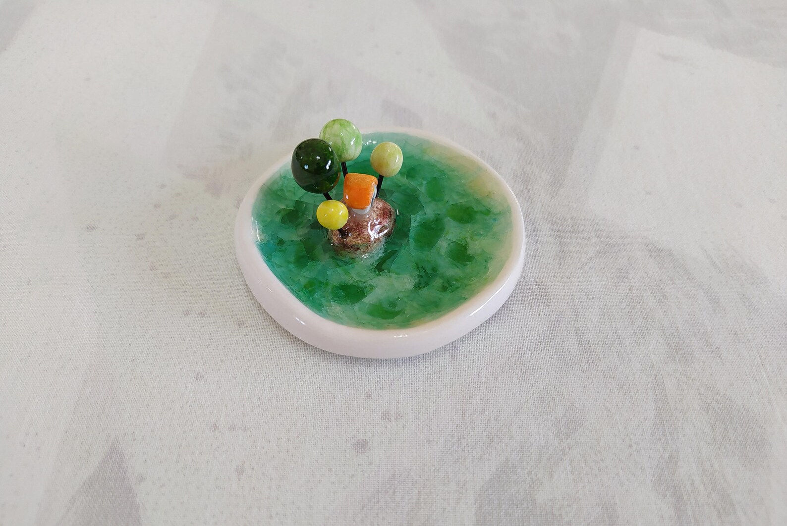 Ceramic House and Trees on the Hill in the Middle of A Lake - Etsy