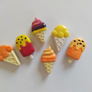 Ceramic Ice Cream Magnets - Summertime Fridge Decoration - Etsy