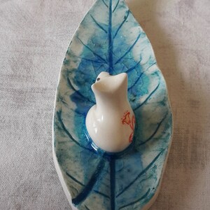Ceramic Arctic Fox on Leaf Dish White Fox With Red Heart - Etsy