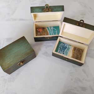 Sky Blue Sea Scenery in Resin Coastal Scenery in A Wooden Box Sea in A ...