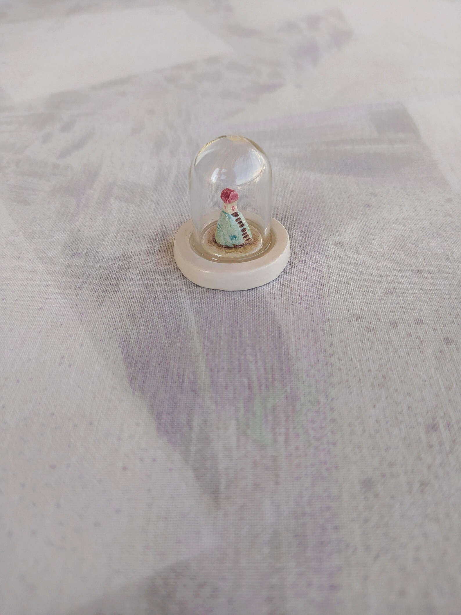 Ceramic Miniature House on the Hill Under Glass Dome | Etsy