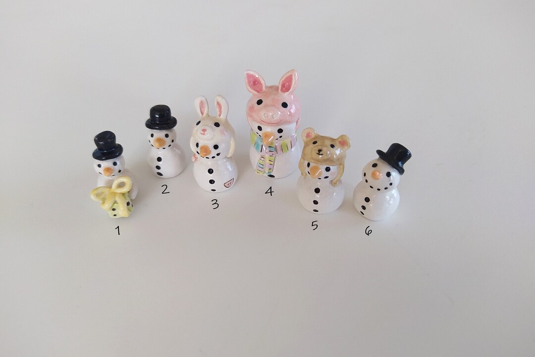 Ceramic Miniature Snowman Sculptures| Snowman Figurines| Snowman With ...