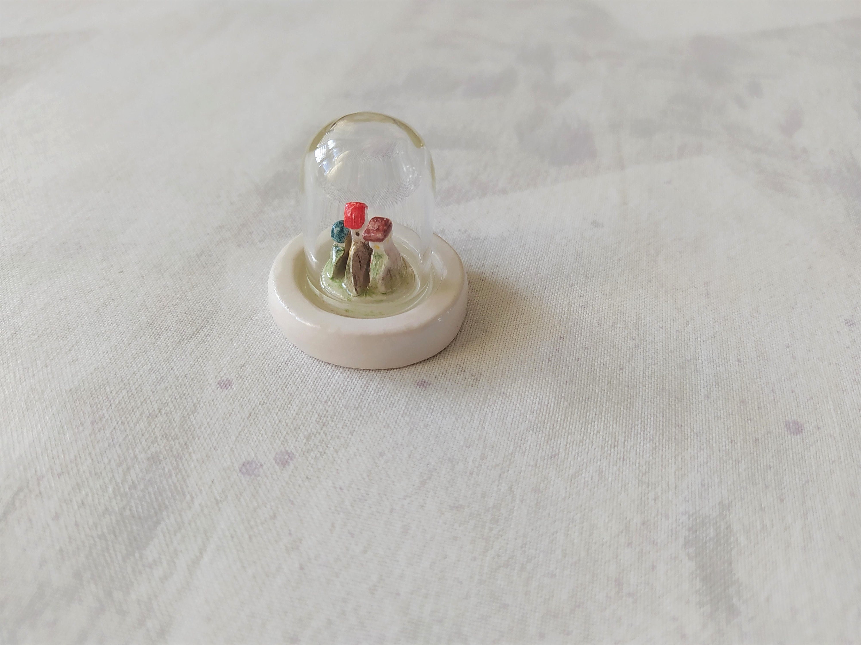 Ceramic Miniature Houses on Mountains Under Glass Dome | Etsy