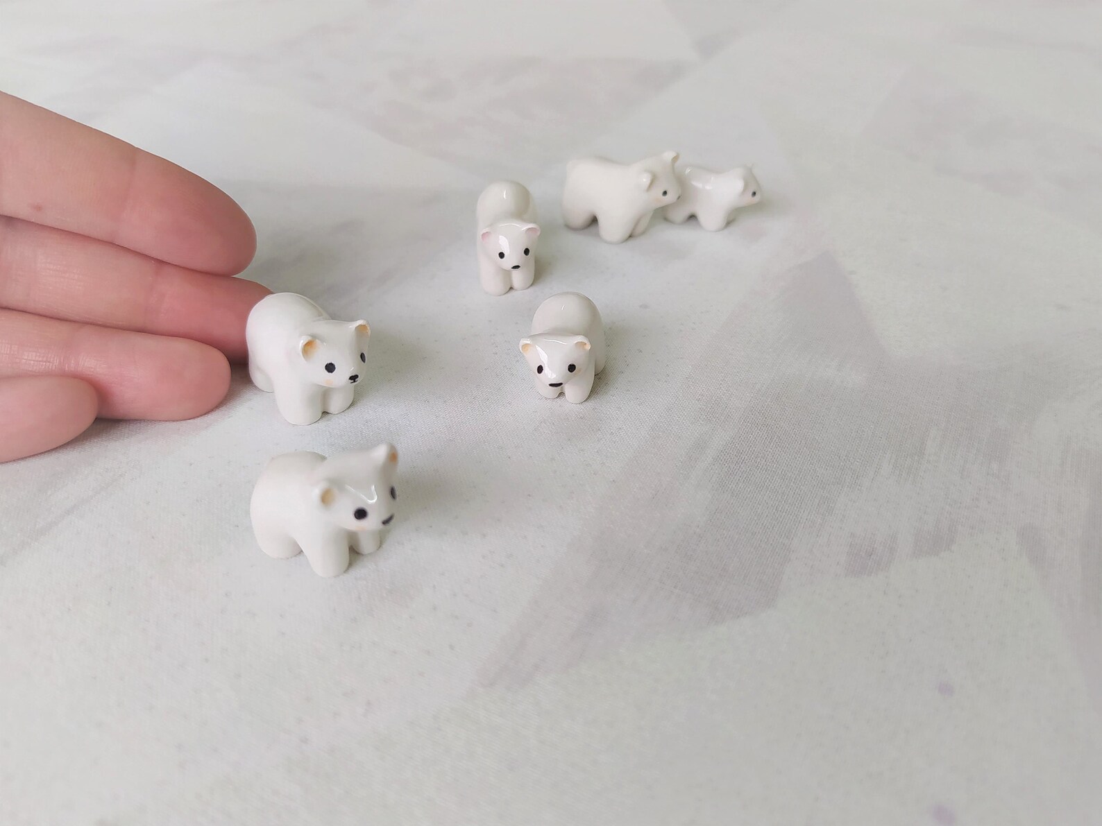 Ceramic Miniature Polar Bear Sculptures White Bear Figurines - Etsy