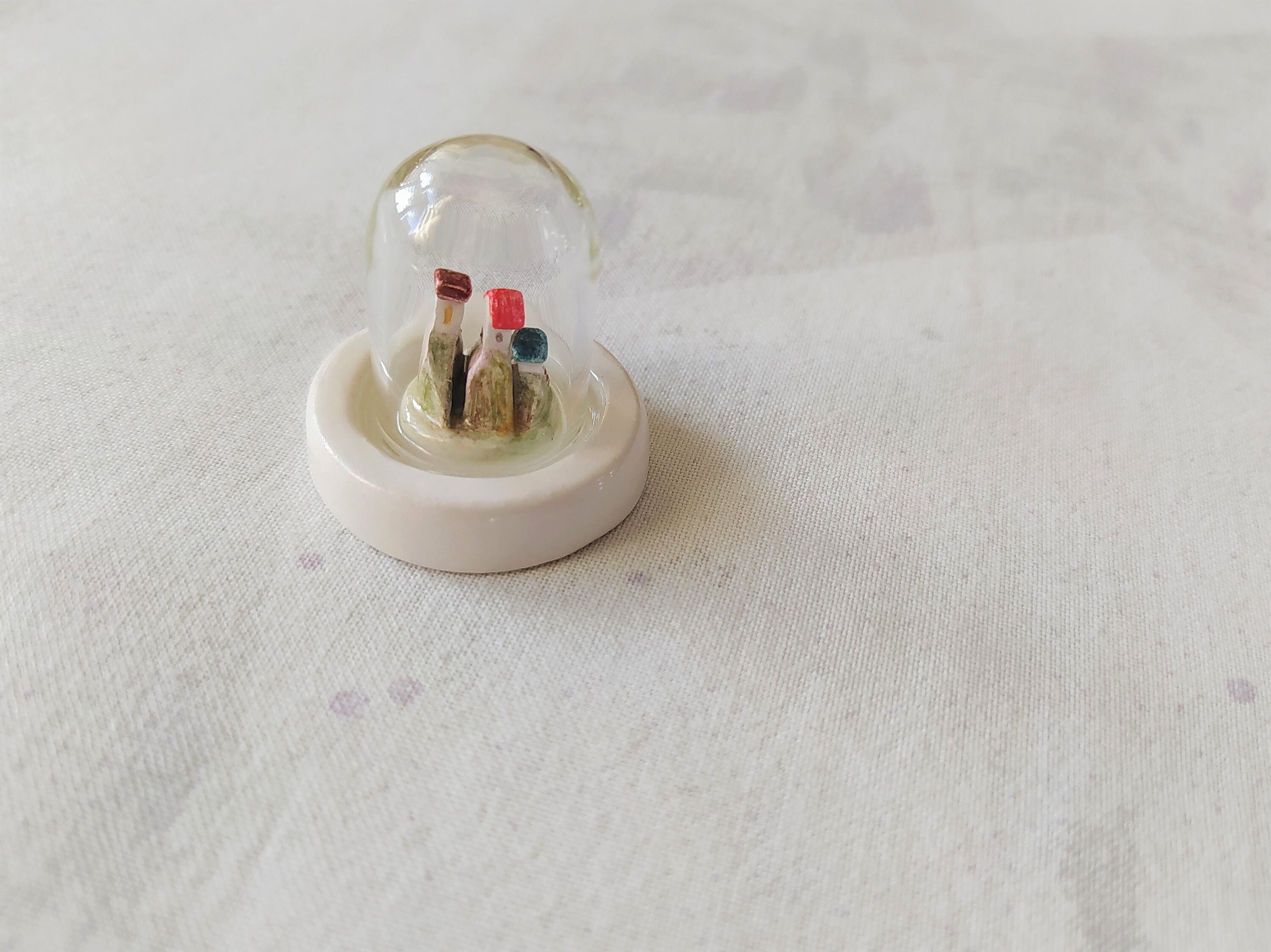 Ceramic Miniature Houses on Mountains Under Glass Dome | Etsy