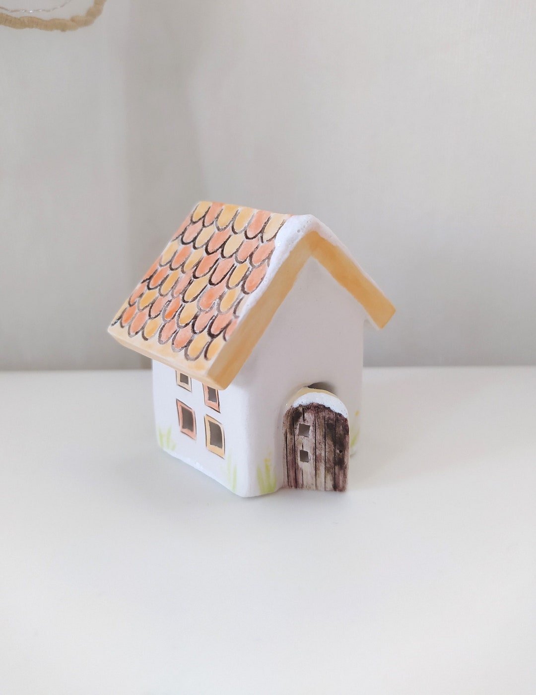 Ceramic Small House With Orange Roof| Miniature House| House With Open ...