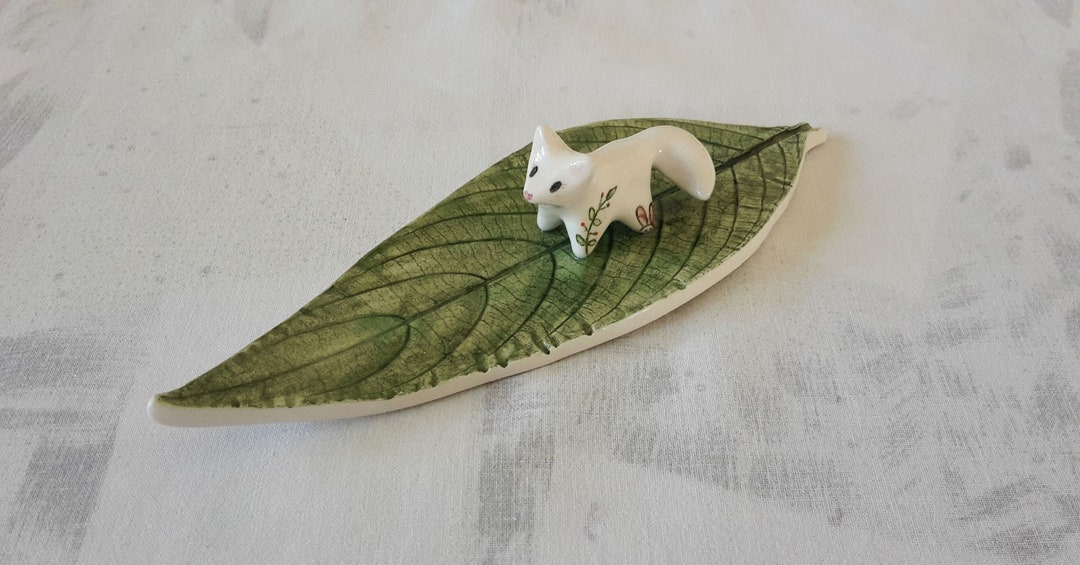 Ceramic White Fox Leaf Dish| Body Prints on Fox Jewelry Tray| Animal ...