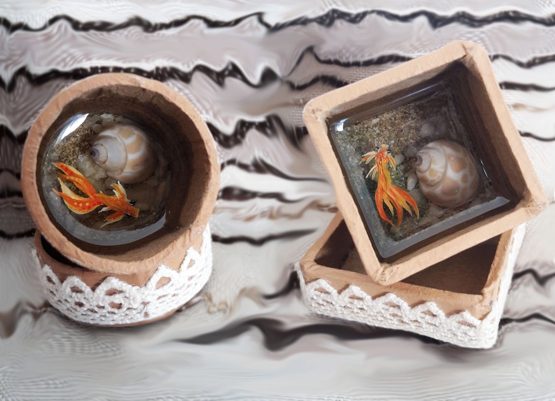 Goldfish Acrylic Painting in Resin 3D Underwater World in A - Etsy