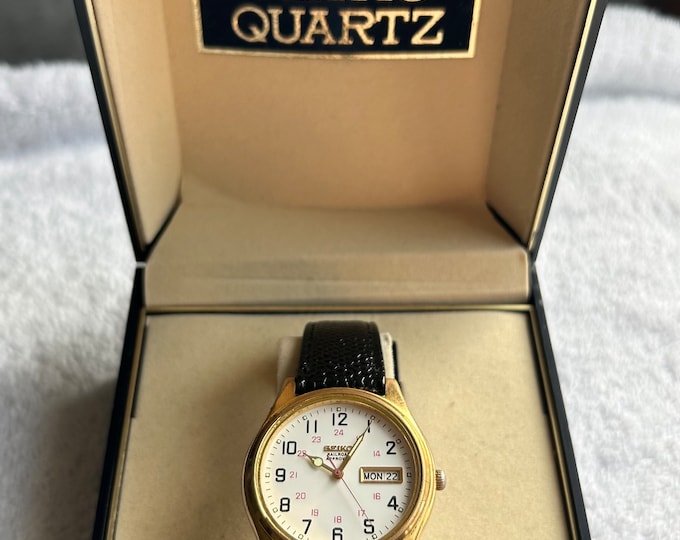 Vintage Seiko Railroad Approved Day/date Luminescent Gold Plated Quartz ...