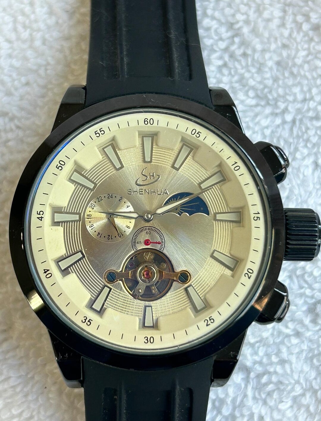 Shenhua Automatic Day-night Indicator, Seconds Subdial, Open Heart ...