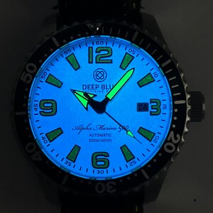 Modern Deep Blue Alpha Marine 500M Precision Diver Automatic 24 Jewels ...