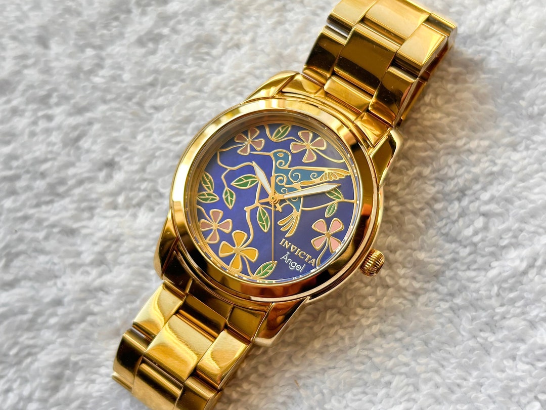 Invicta Angel Hummingbird Flowers Gold Plated Ladies Quartz - Etsy