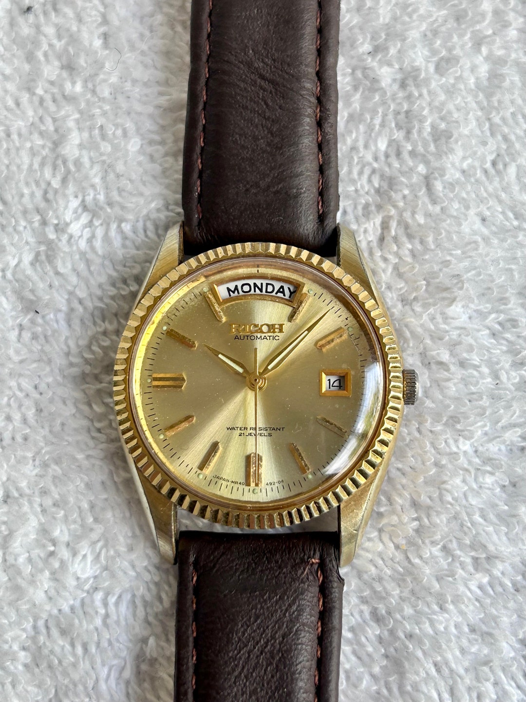 Vintage Ricoh Presidential Automatic 21 Jewels Day & Quick Date Japan ...