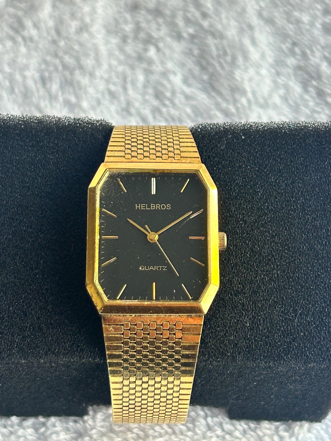 Vintage Slim Helbros Tank, Gold Plated and Stainless-steel, Quartz ...