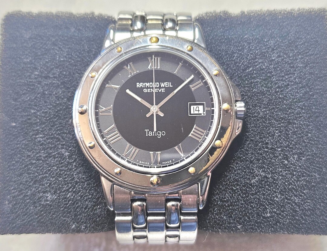 Vintage Raymond Weil Swiss Roman Numerals Sapphire Crystal Quick Set ...