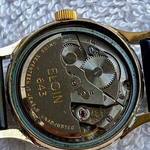 Vintage 1950's Elgin Shockmaster Automatic Textured Case Sunburst Dial ...