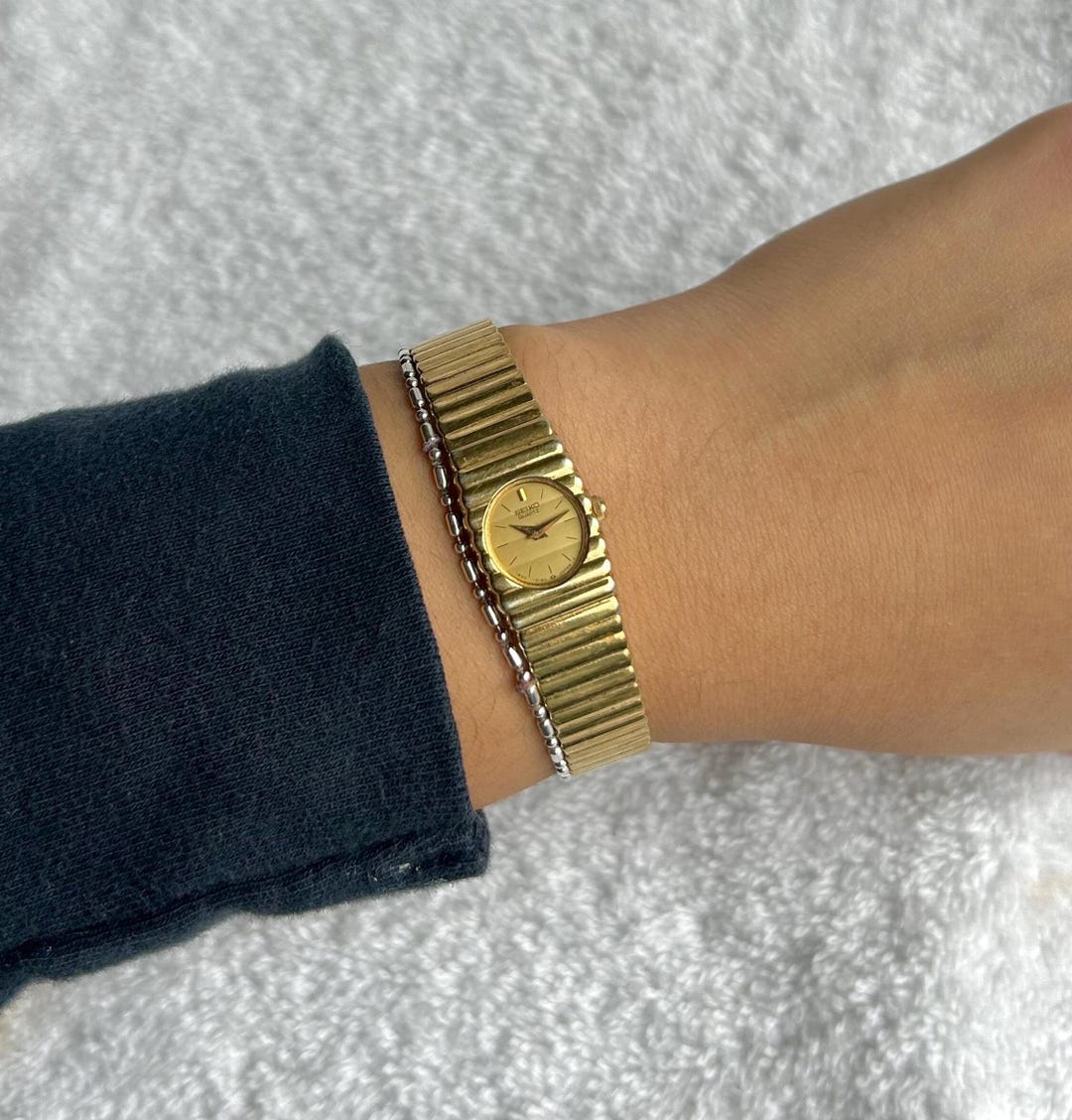 Vintage Seiko Gold Plated Quartz Ladies Cocktail Japan Watch With Watch ...