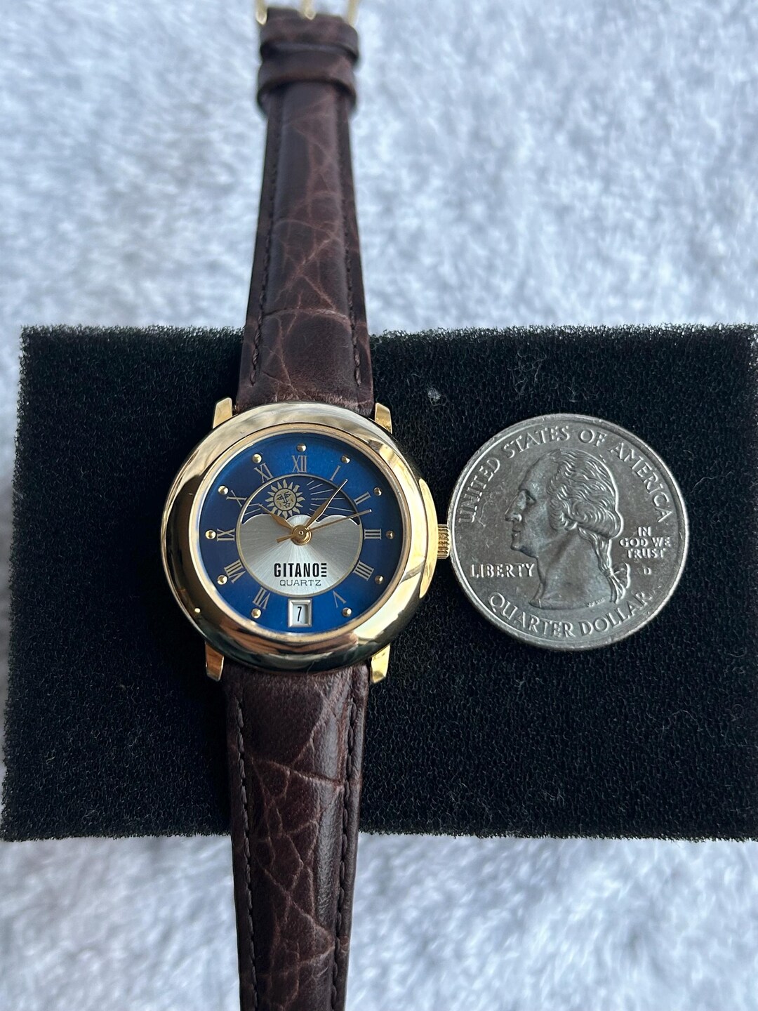 Vintage Gitano Day and Night Indicator Gold Plated Stainless Steel ...