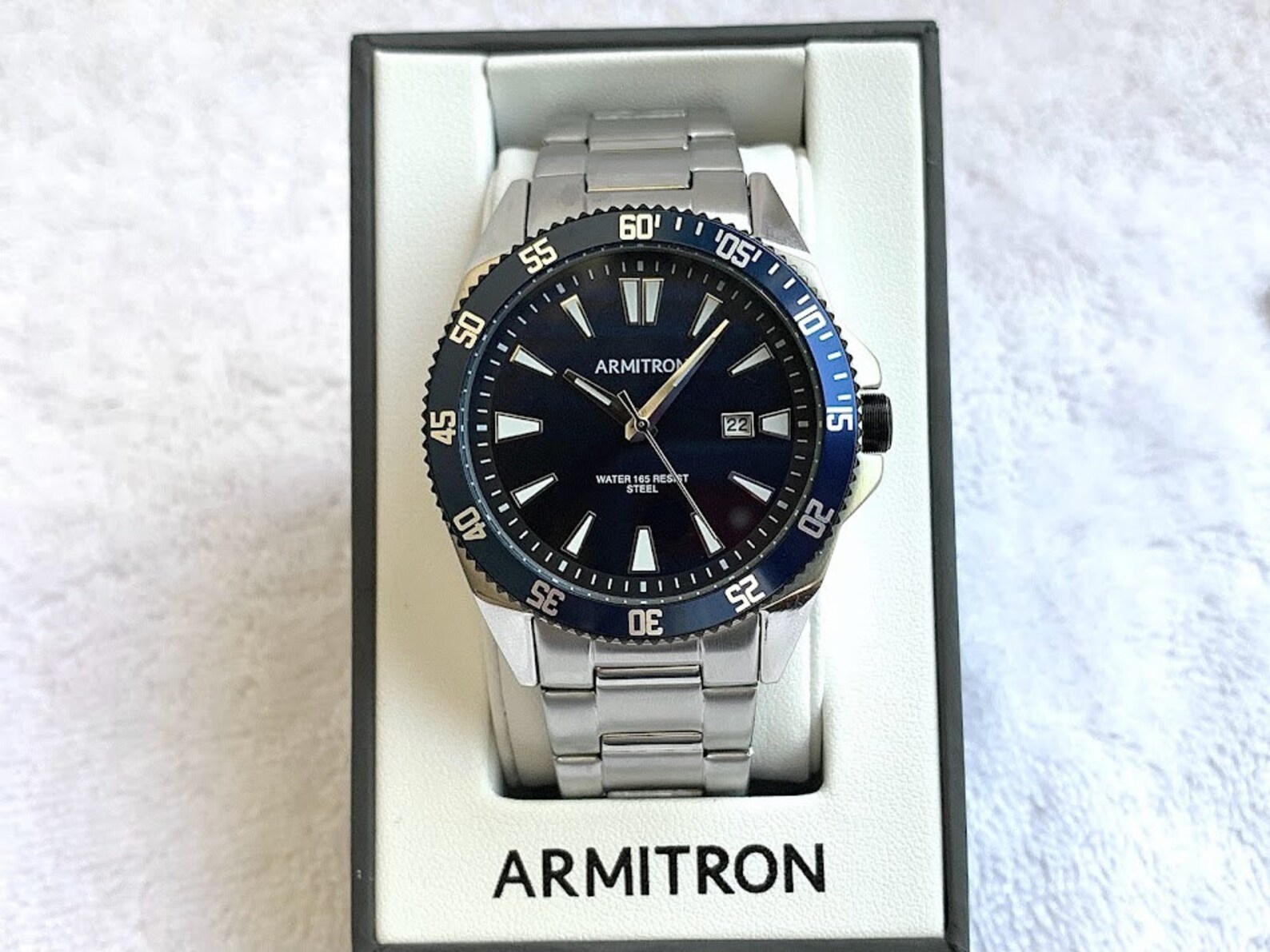 Armitron Stainless Steel Luminescent Quartz Date Watch W/ Box - Etsy